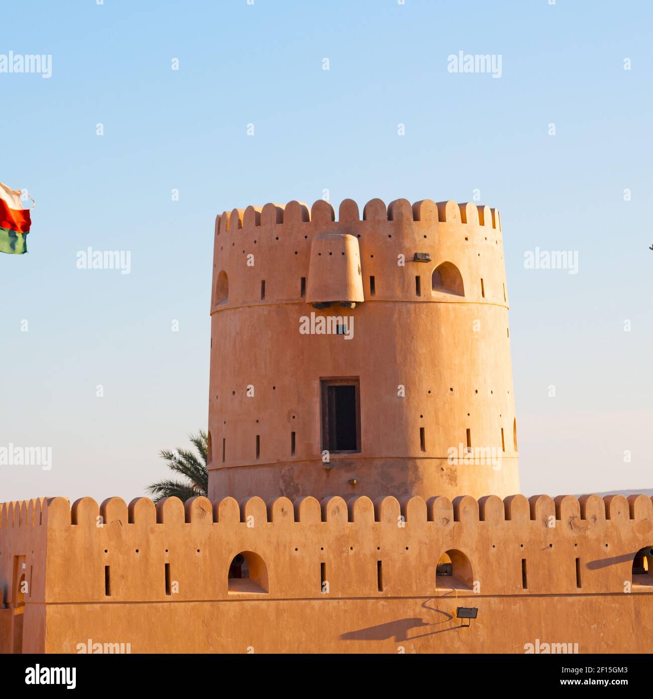 In oman muscat the old defensive fort battlesment sky and star brick ...