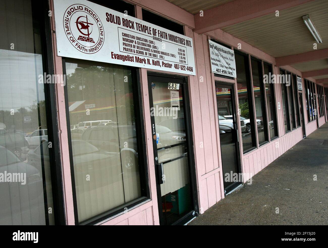Two churches side by side at the Devon Shield Shopping Center on Silver ...
