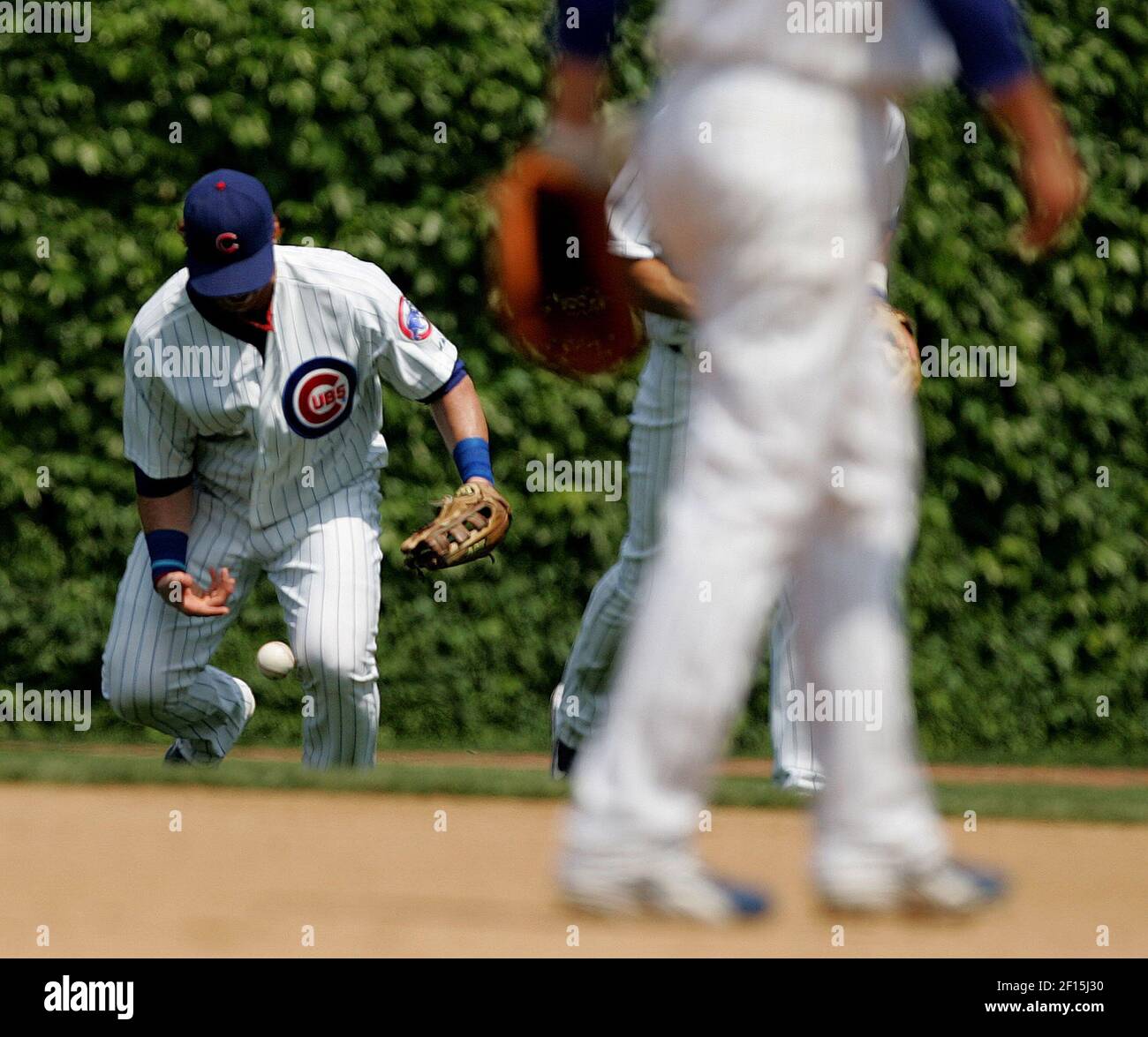 Chicago Cubs right fielder Matt Murton drops a pop fly from Kelly ...