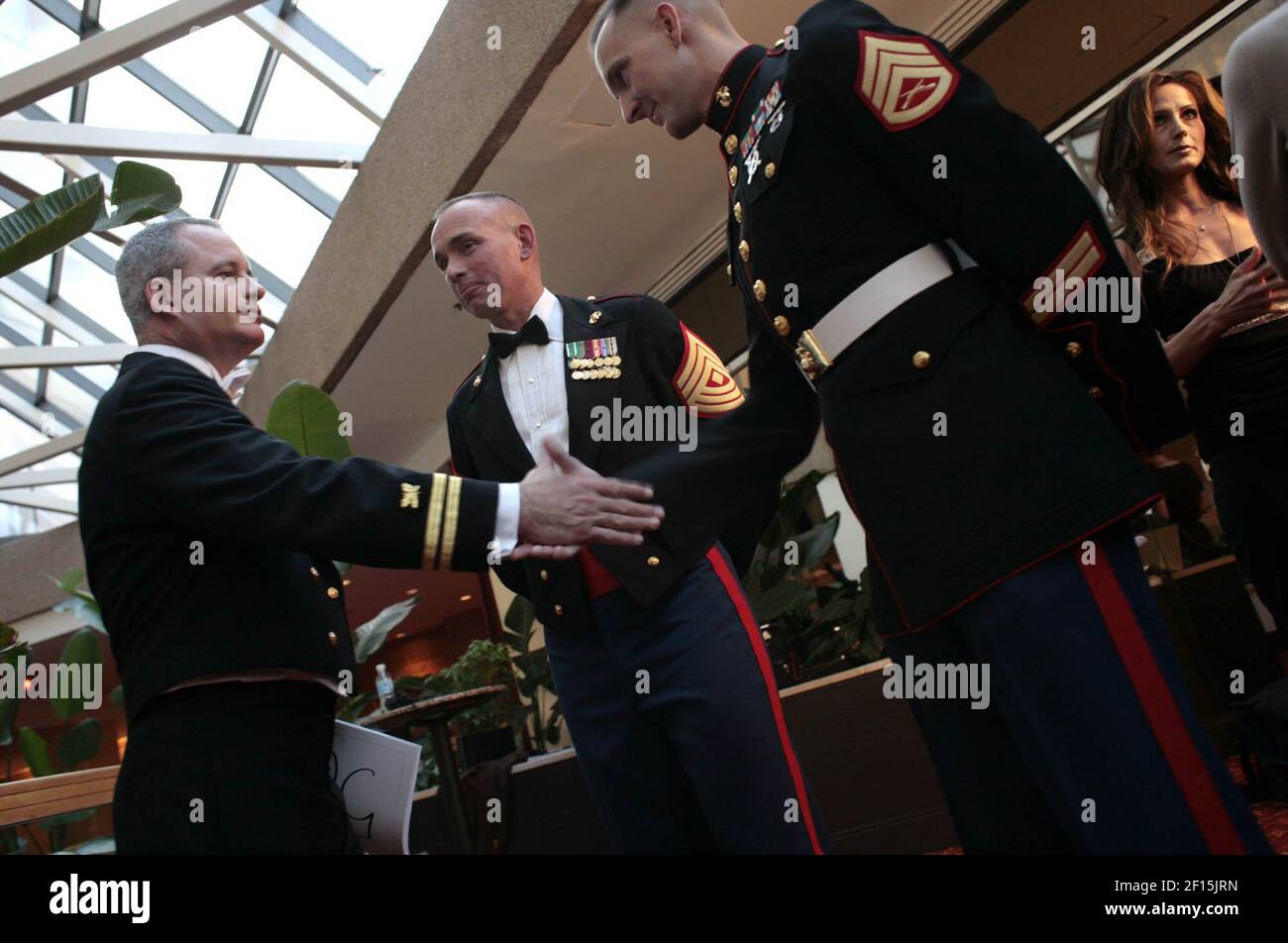 Recipients (from left) Lt. Marc Soss; Marines 1st Sgt. Kevin Conboy of ...