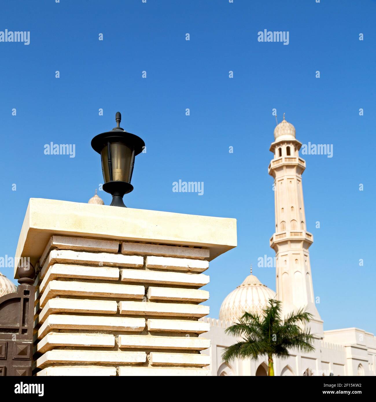 In oman muscat the old mosque minaret and religion in clear sky Stock ...