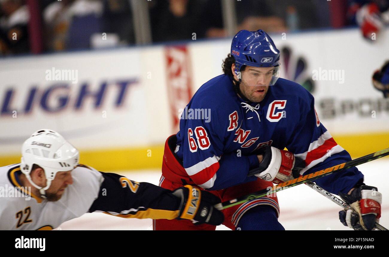 Buffalo Sabres' Adam Mair checks New York Rangers' Jaromir Jagr during ...