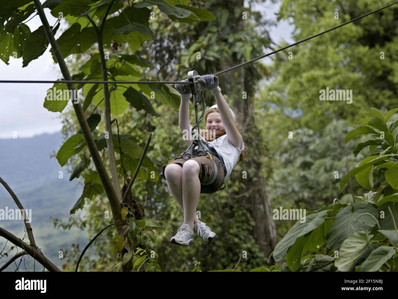 Lexi Rothermel 10, of Gettysburg, Pennsylvania on a Sky Trek zip line ...