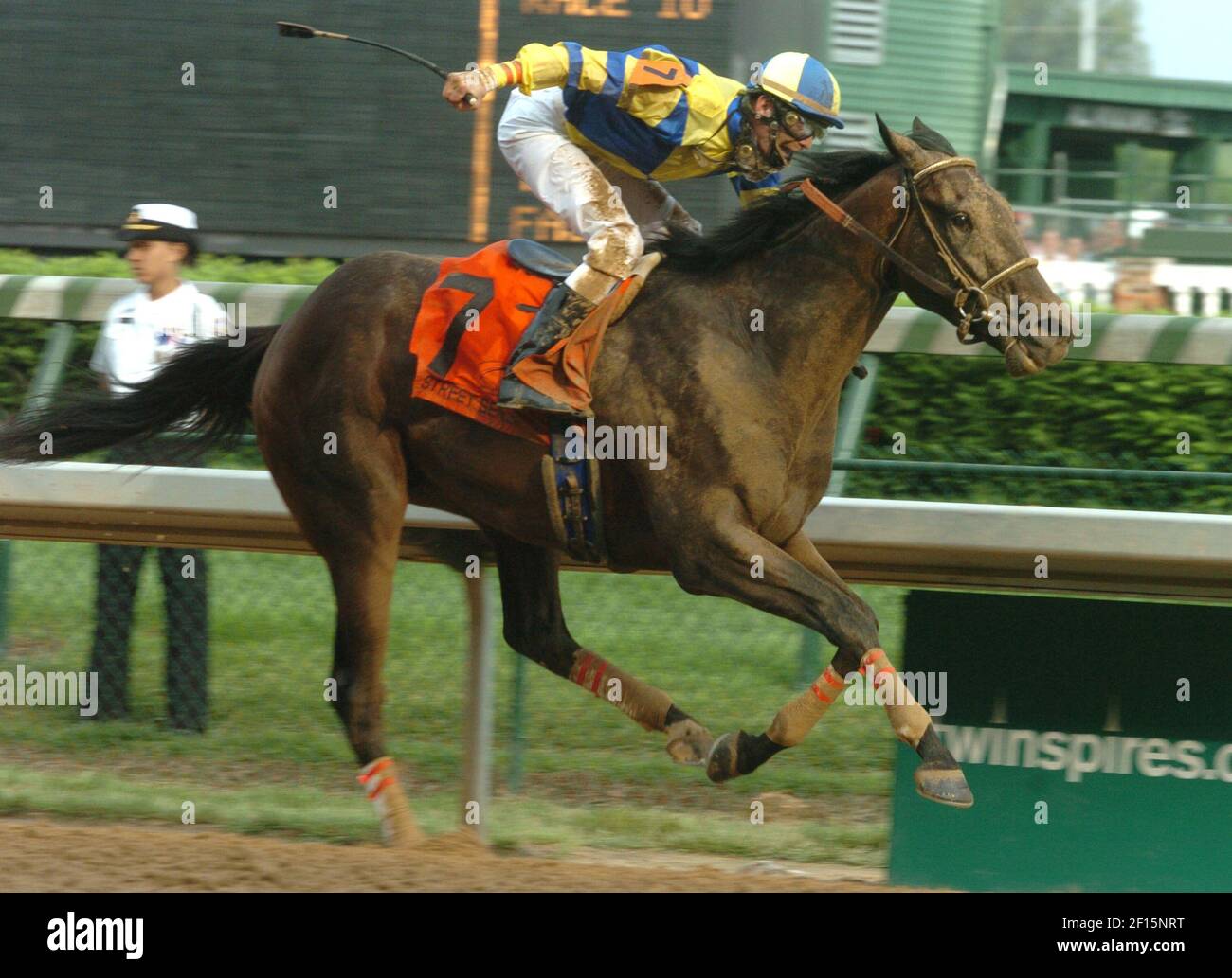 Street Sense and jockey Calvin Borel cross the finish line to win the ...