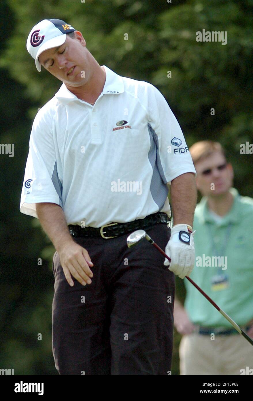 Boo Weekley reacts to his shot from the sixth tee box during first ...