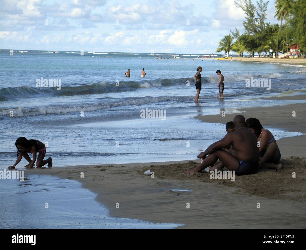 Luquillo Beach, east of San Juan, Puerto Rico, is adjacent kiosks ...