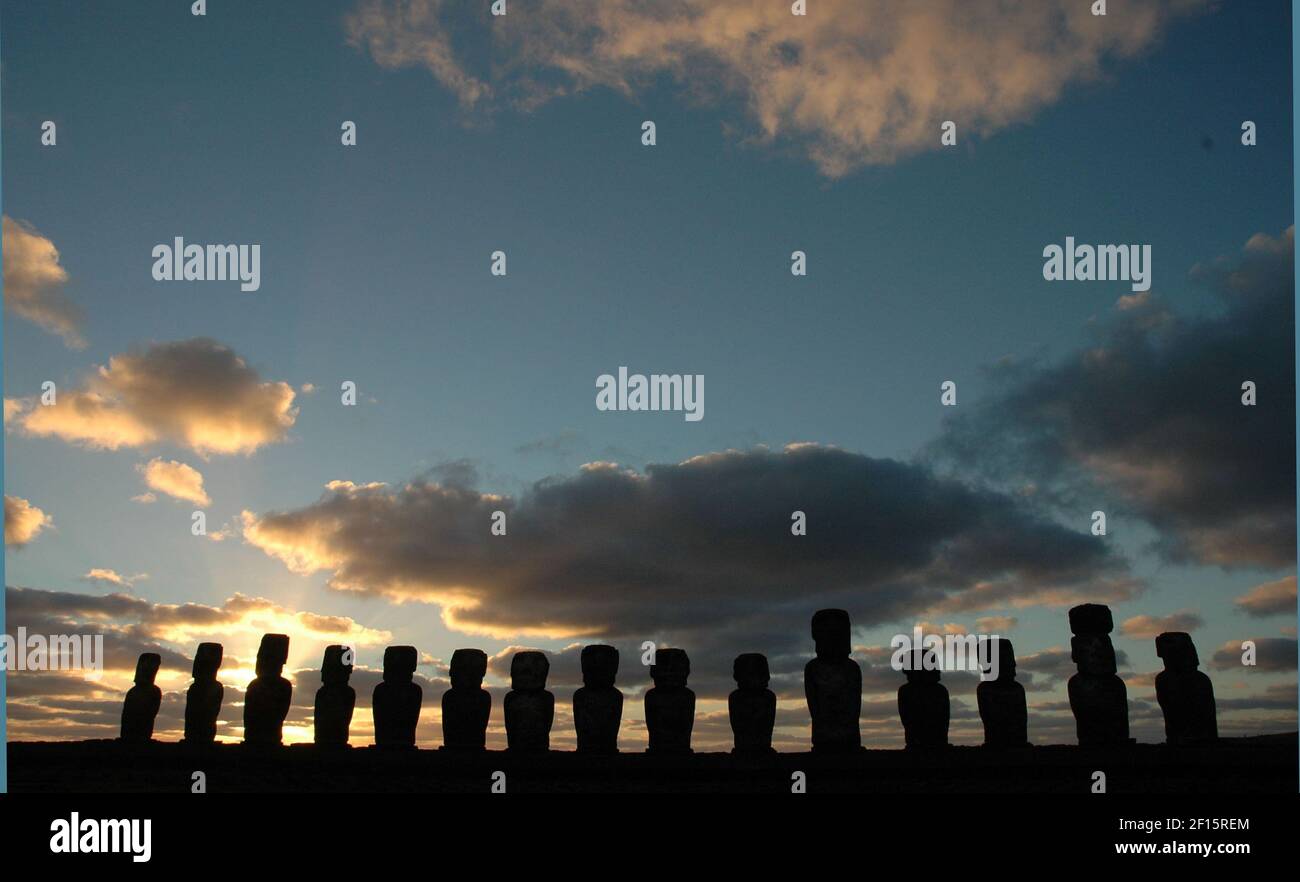 The massive stone sentinels of Ahu Tongariki seem imperious, an ...