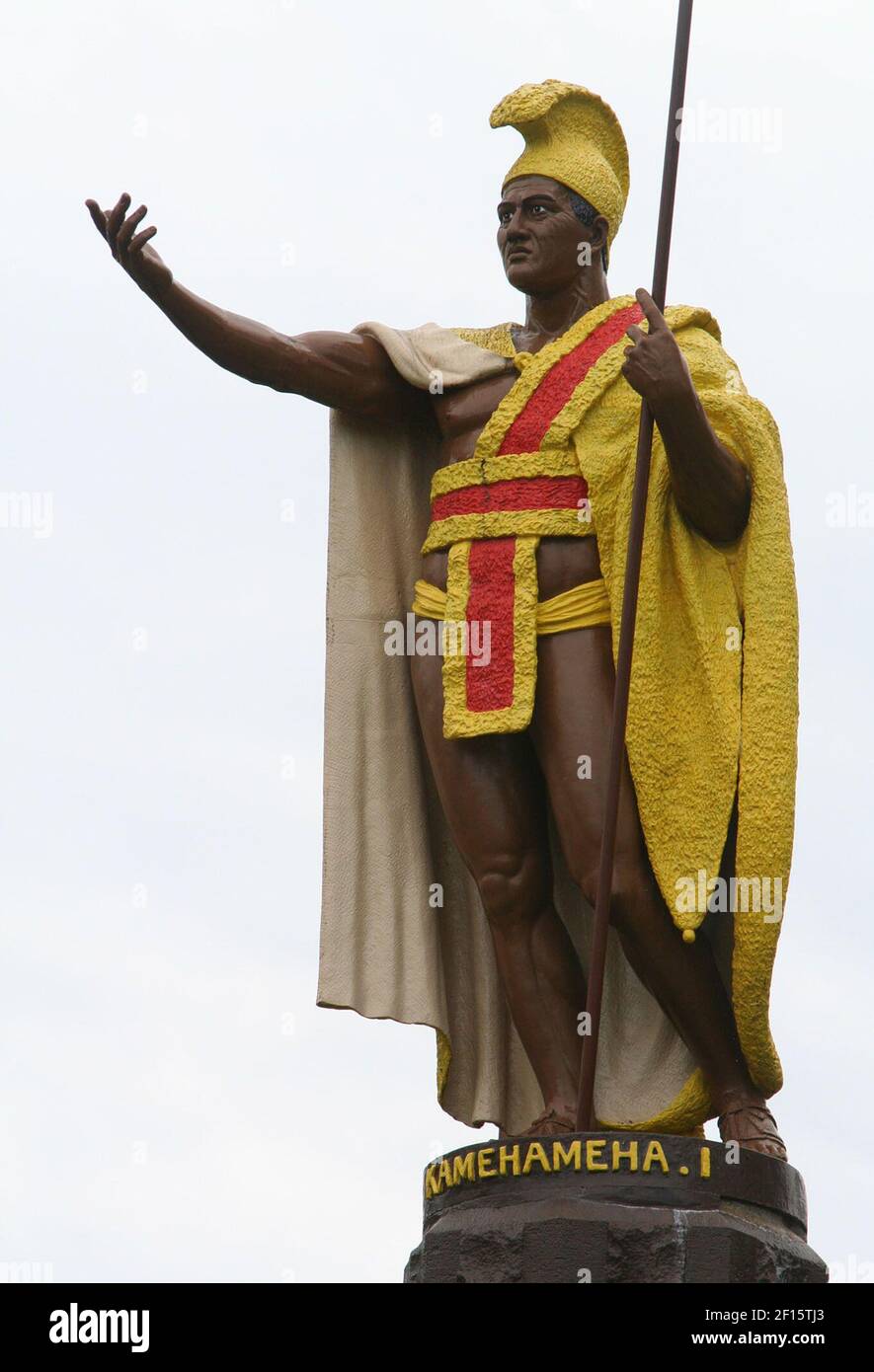This painted statue of King Kamehameha I stands near his birthplace on ...