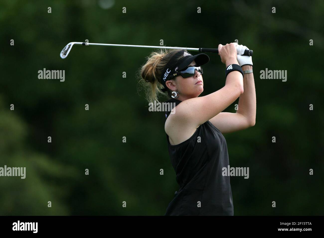 Paula Creamer tees off on the 11th hole during the opening round of the ...