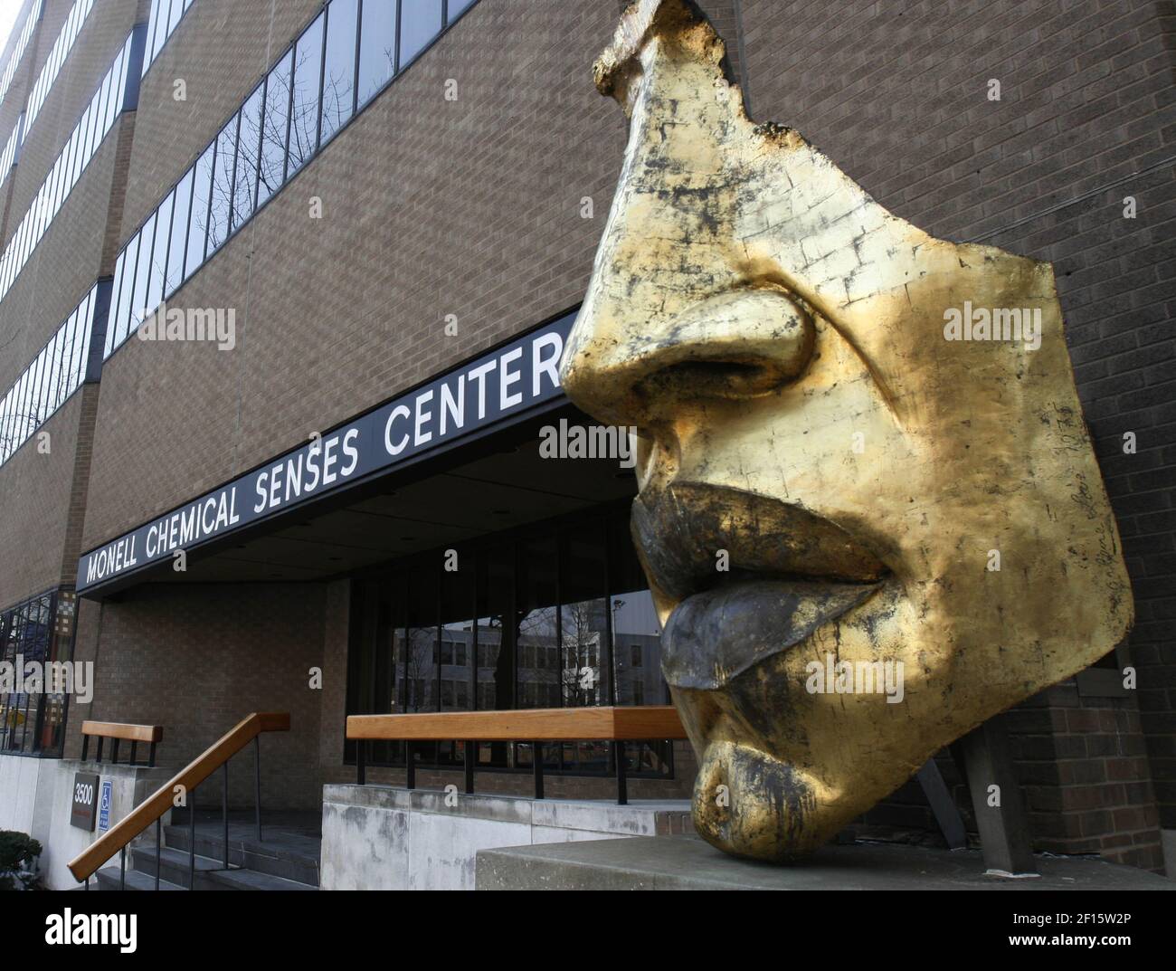The big Gold nose stands outside the Monell Chemical Senses Center in ...