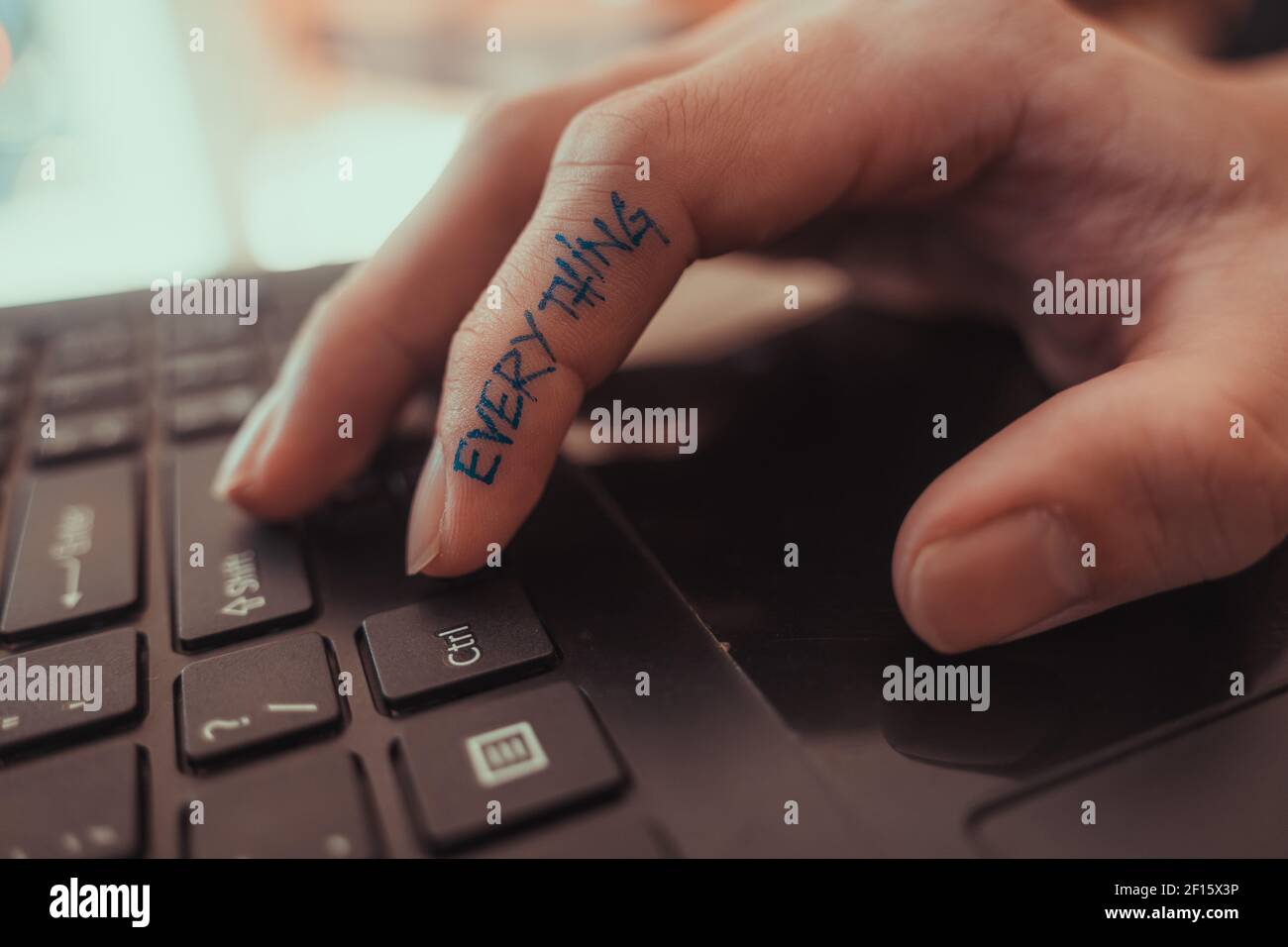 ctrl keyboard control everything. Finger pressed down on the keyboard ...