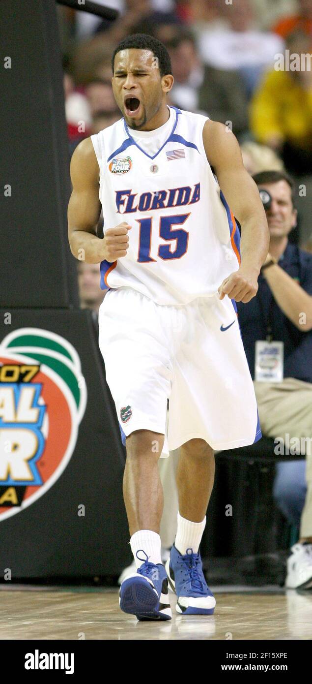 Walter Hodge of Florida reacts to an early basket against UCLA in the ...
