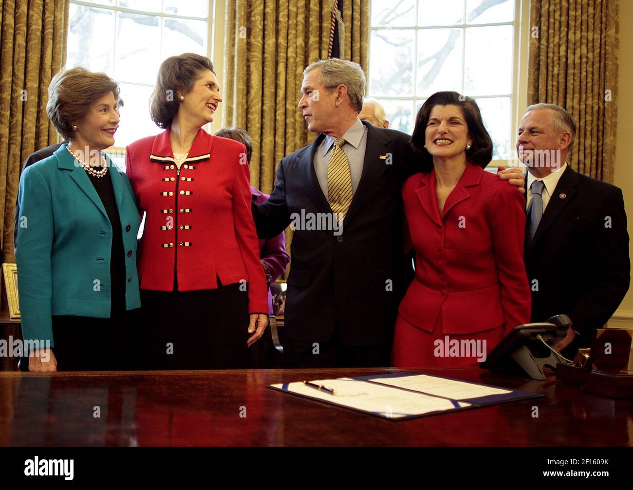 President George W. Bush and first lady Laura Bush are joined by the ...
