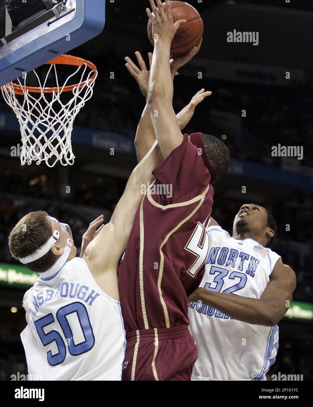 University of North Carolina's Tyler Hansbrough (50) and Alex ...