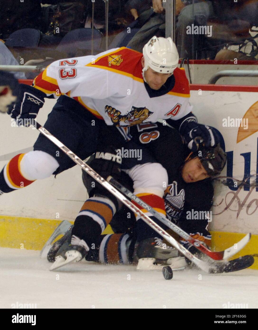 The Florida Panthers' Martin Gelinas (23) checks the Washington ...