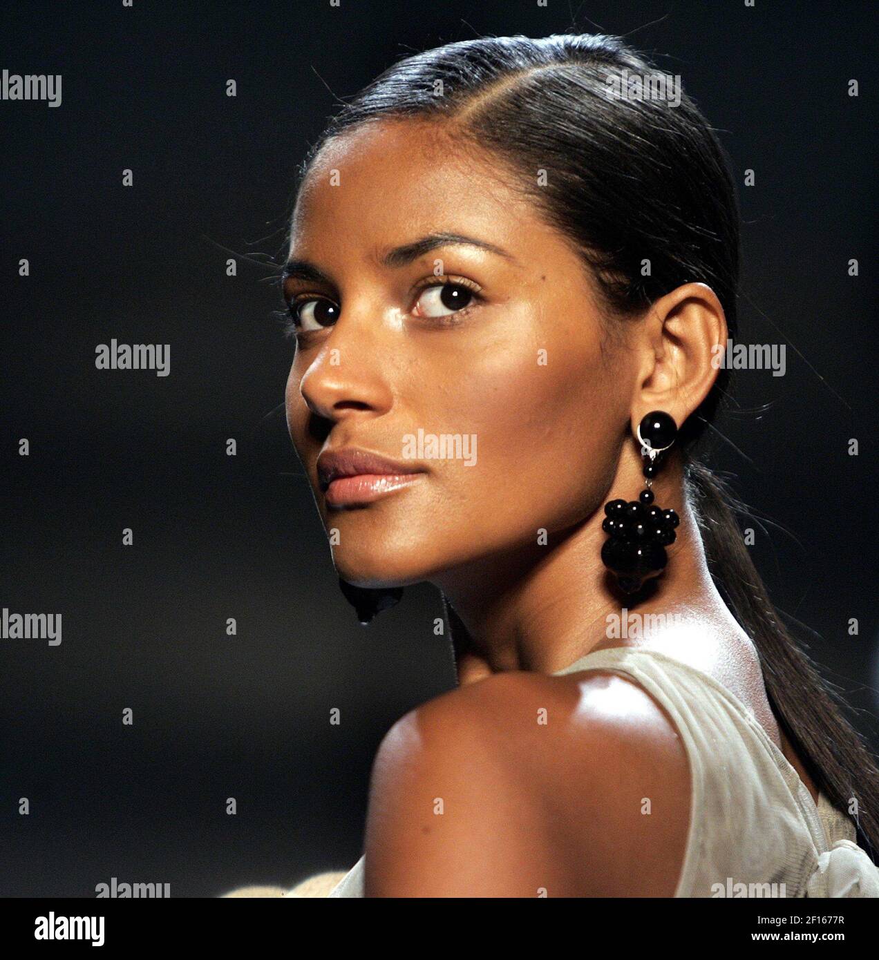 A model wears outfits from Tracy Reese's 2007 fall collection during New York fashion week at ...