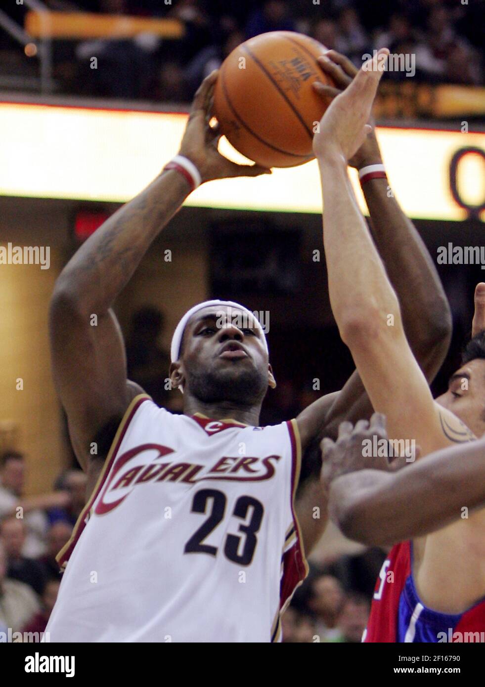 Cleveland Cavaliers' LeBron James puts the ball up during the first ...