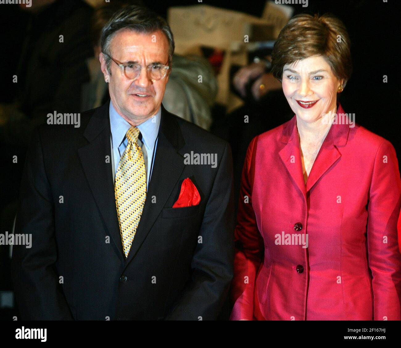 First lady Laura Bush appears at the Heart Truth fashion show with Bill ...