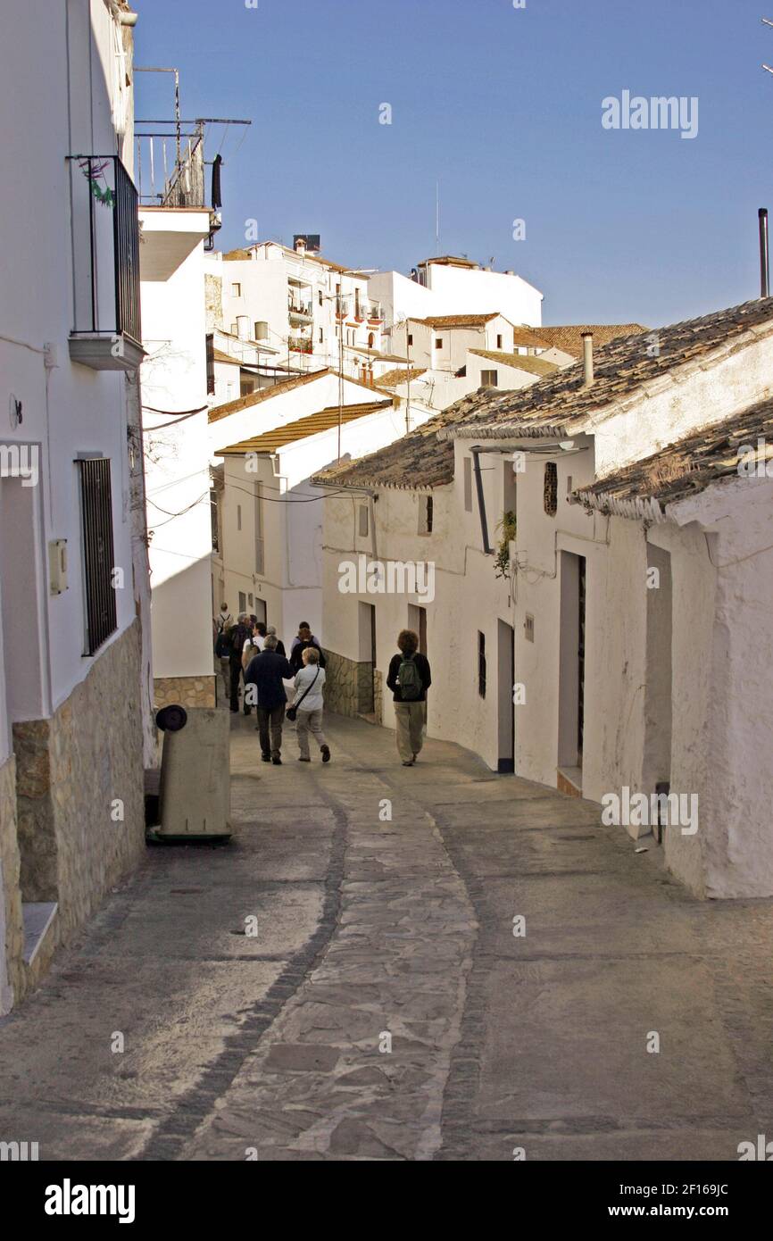 The winding cobblestone streets of Setinel, one of Spain's white ...
