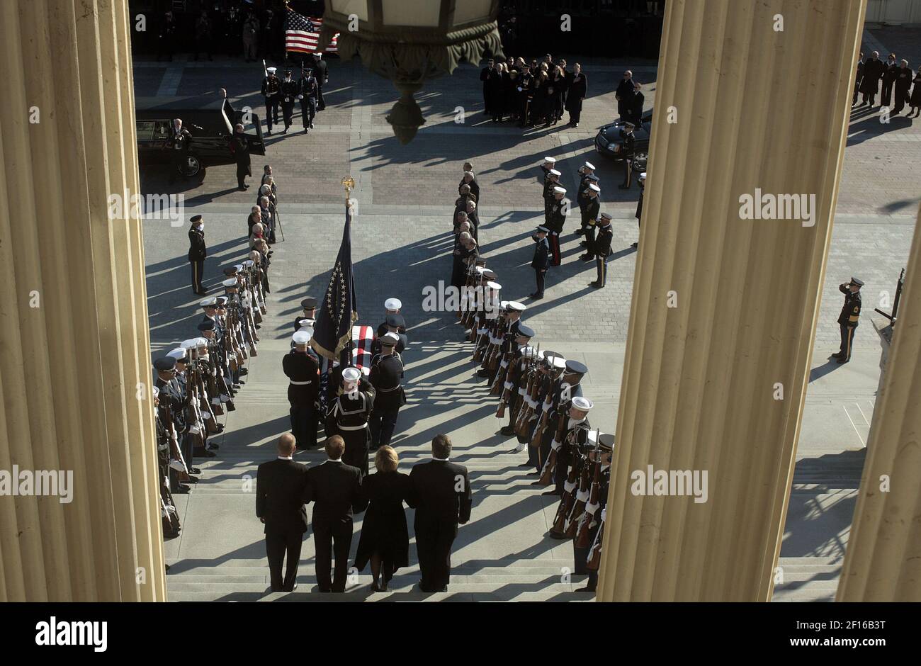 Former U.S. President Gerald Ford's remains are carried from the U.S ...