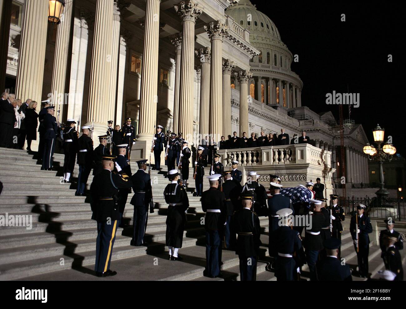 The casket carrying former President Gerald R. Ford is carried into the ...