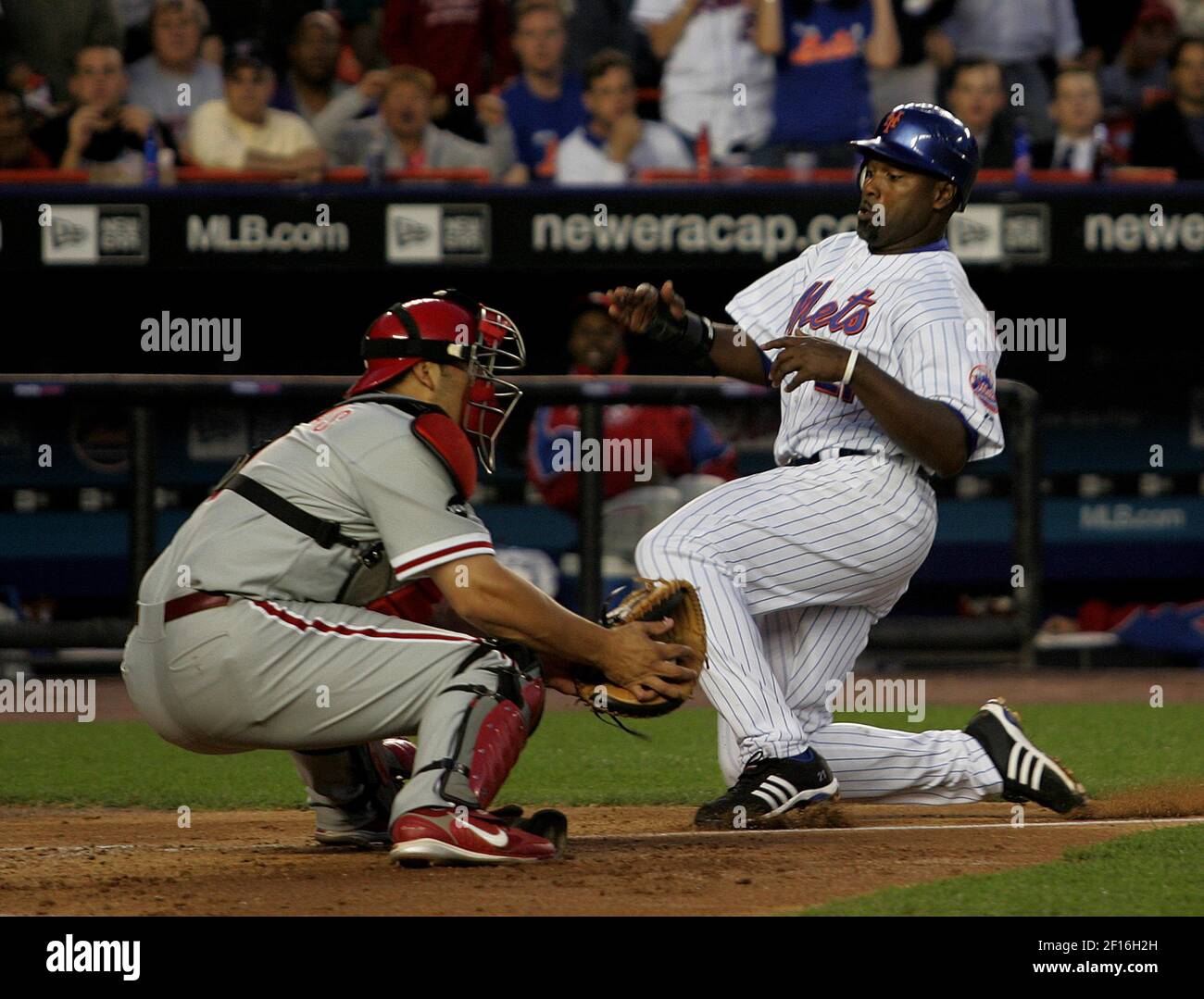 Philadelphia Phillies catcher Rod Barajas tags out New York Mets ...