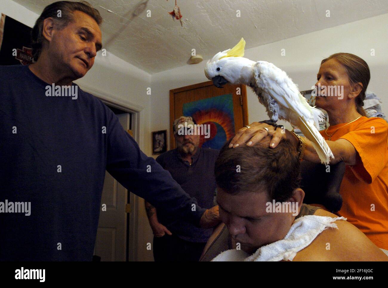 Lou Sanchez, left, meets with former champion kickboxer James Colombo ...