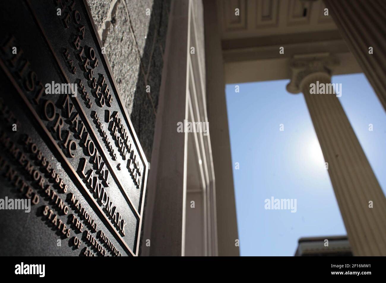 A plaque depicting the National Historic Landmark status of the newly ...