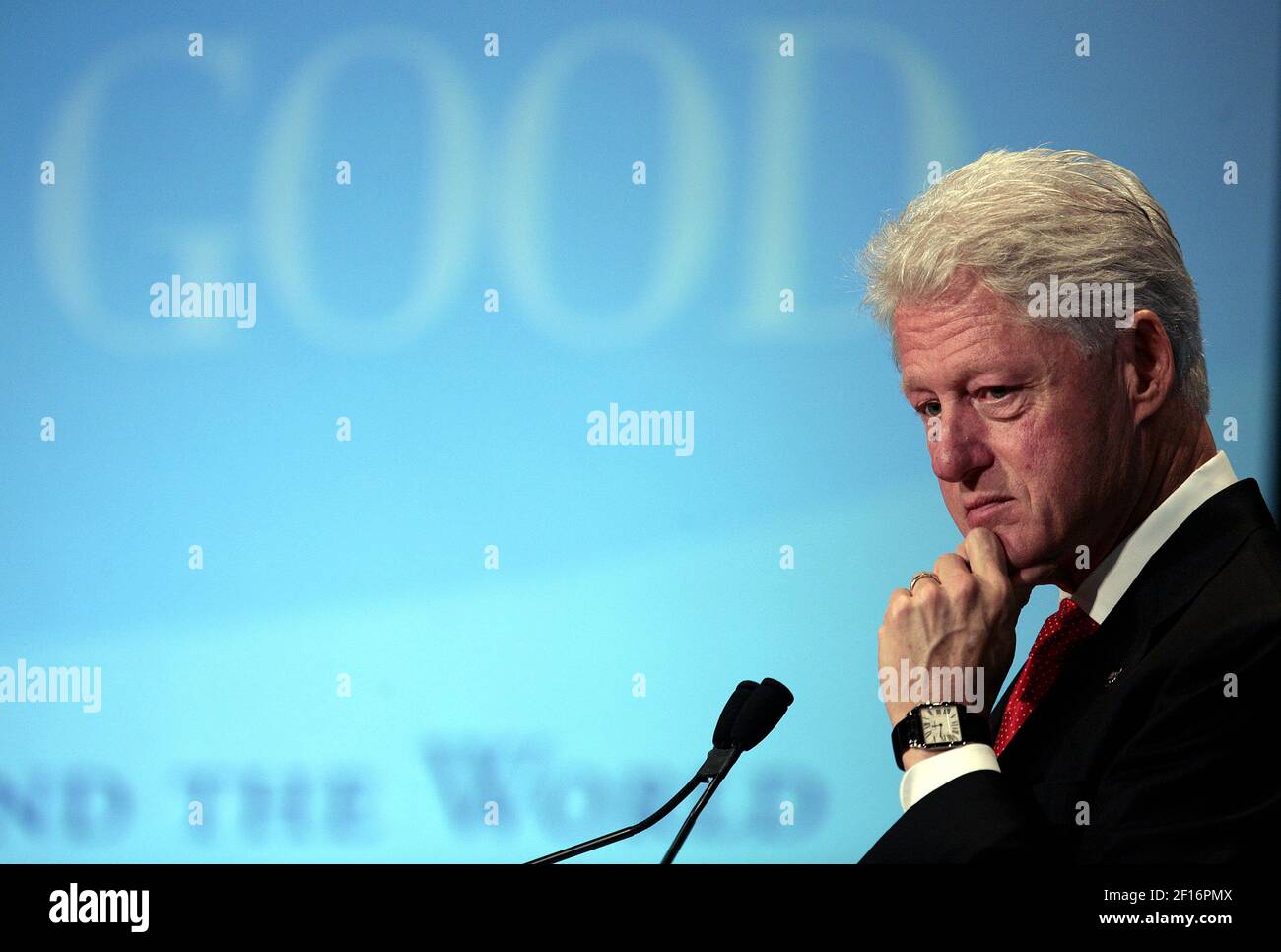 Former President Bill Clinton gestures during remarks before the Center ...