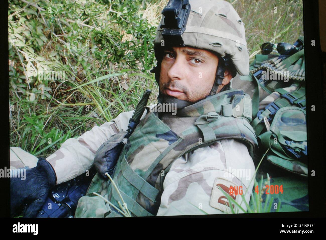 Photograph of Sgt. Stephen Edwards taken in Iraq in August 2004. He ...