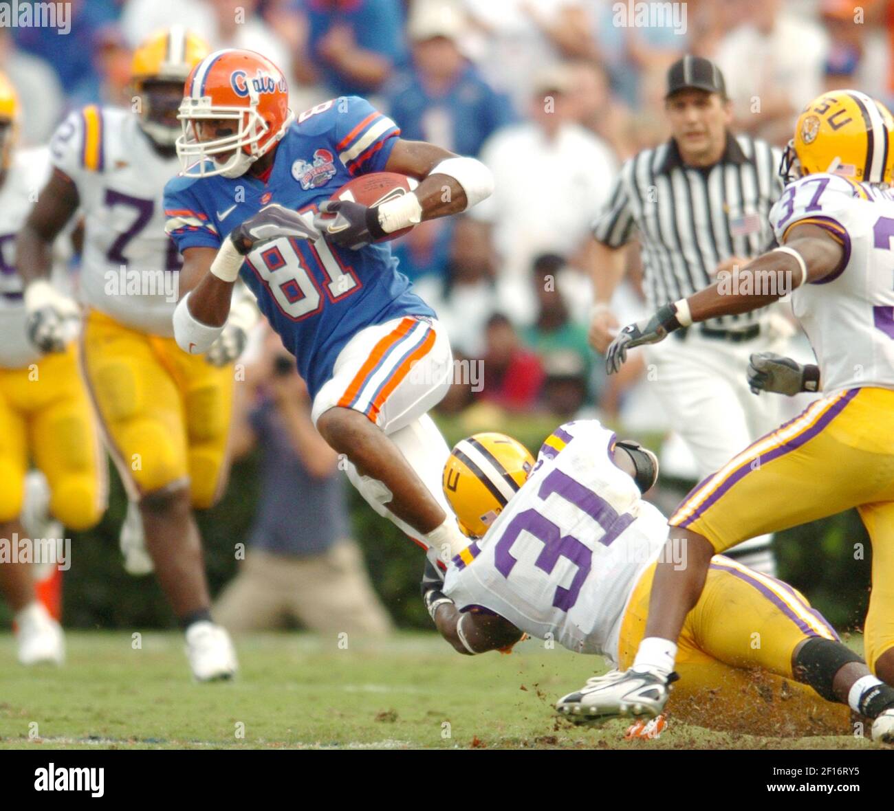 Florida wide receiver Dallas Baker makes a catch as he's grabbed by ...
