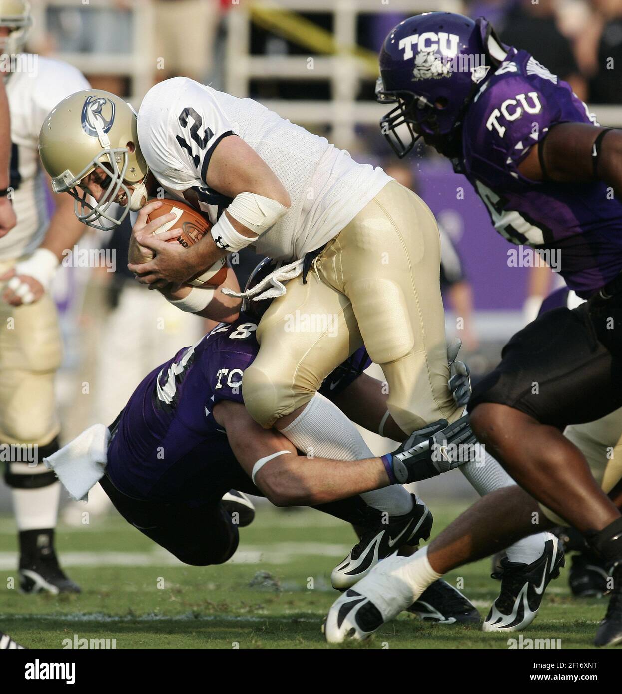 Texas Christian University's Jared Retkofsky (83) takes down UC Davis ...