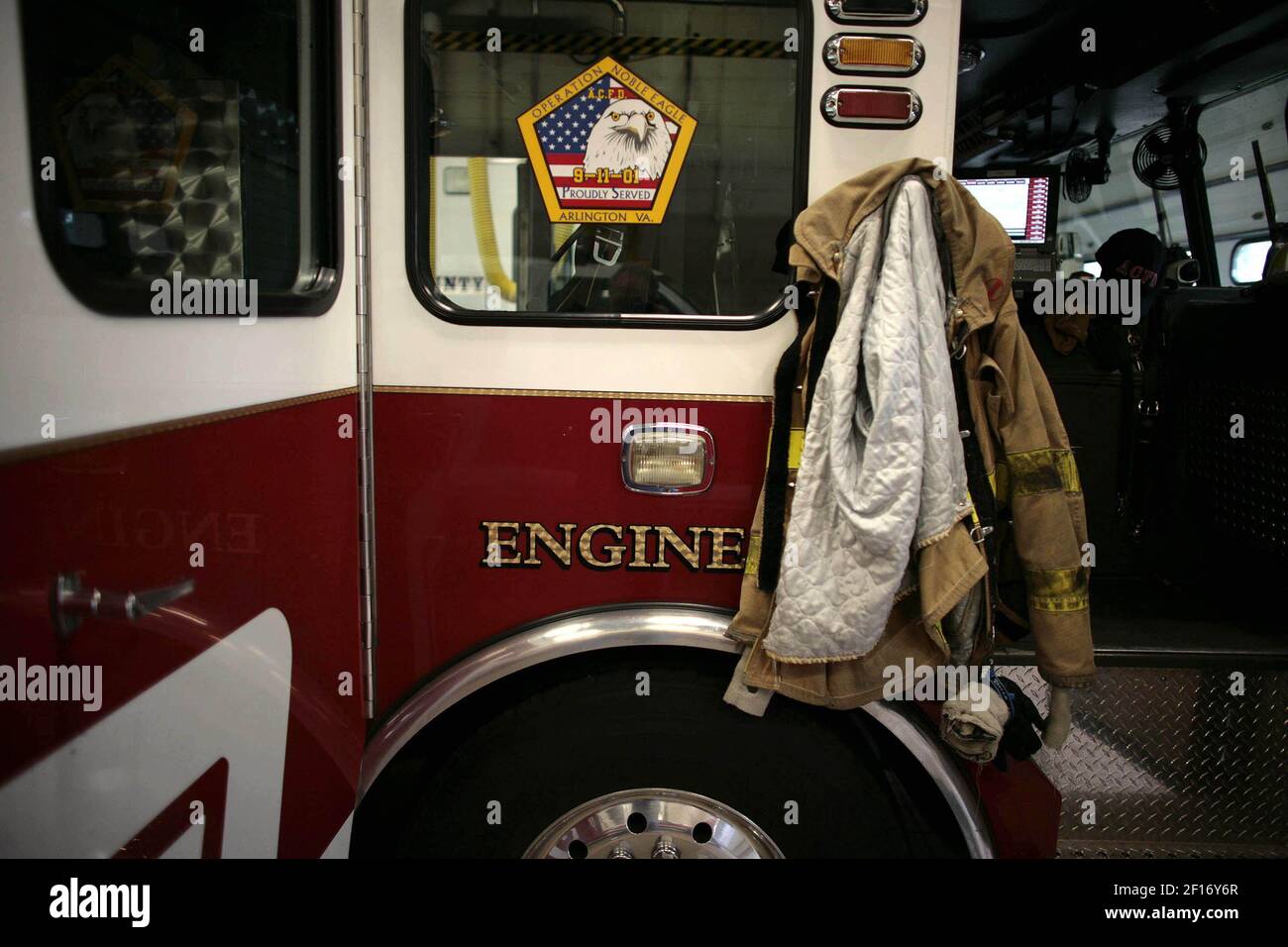 The 9/11 logo on one of the fire engines of the Arlington County Fire ...