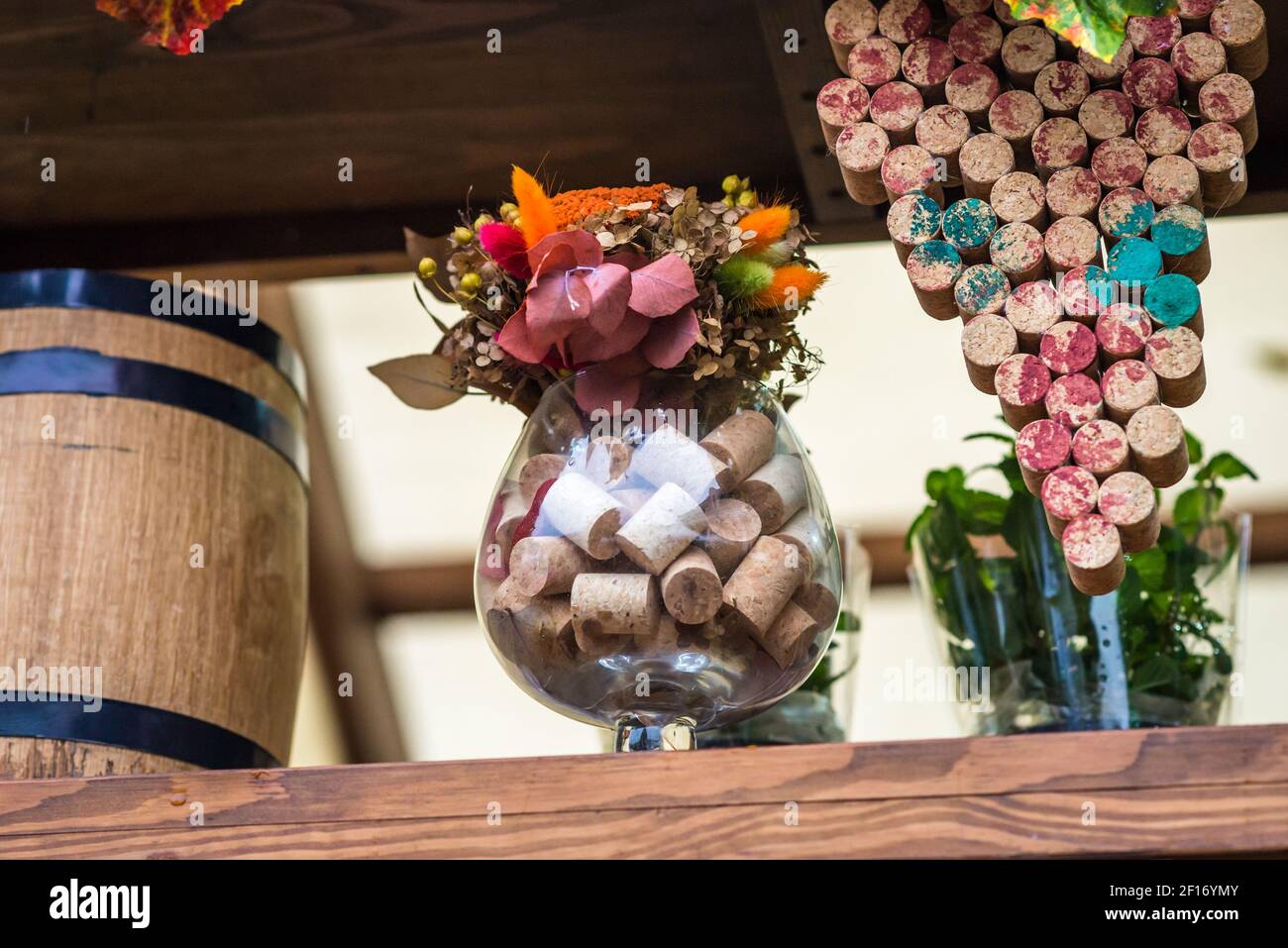 Glass filled with wine corks Stock Photo - Alamy