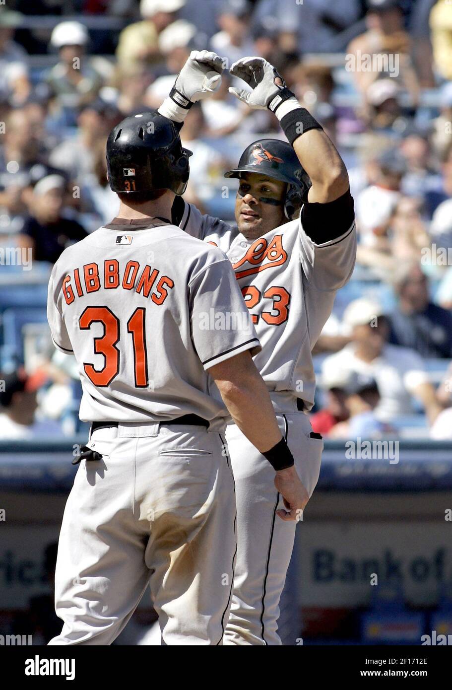 Baltimore Orioles' Fernando Tatis celebrates his home run as he crosses ...