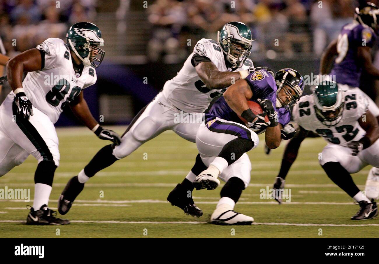 Philadelphia Eagles' Jevon Kearse brings down Baltimore Ravens' Jamal ...