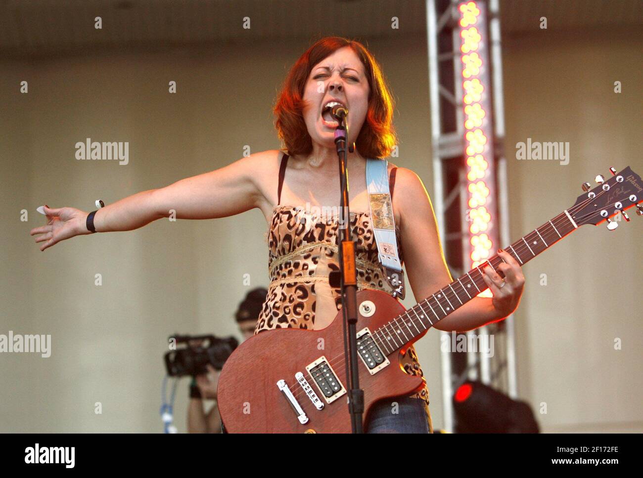 Sleater-Kinney's vocalist-guitarist Corin Tucker performs at the ...