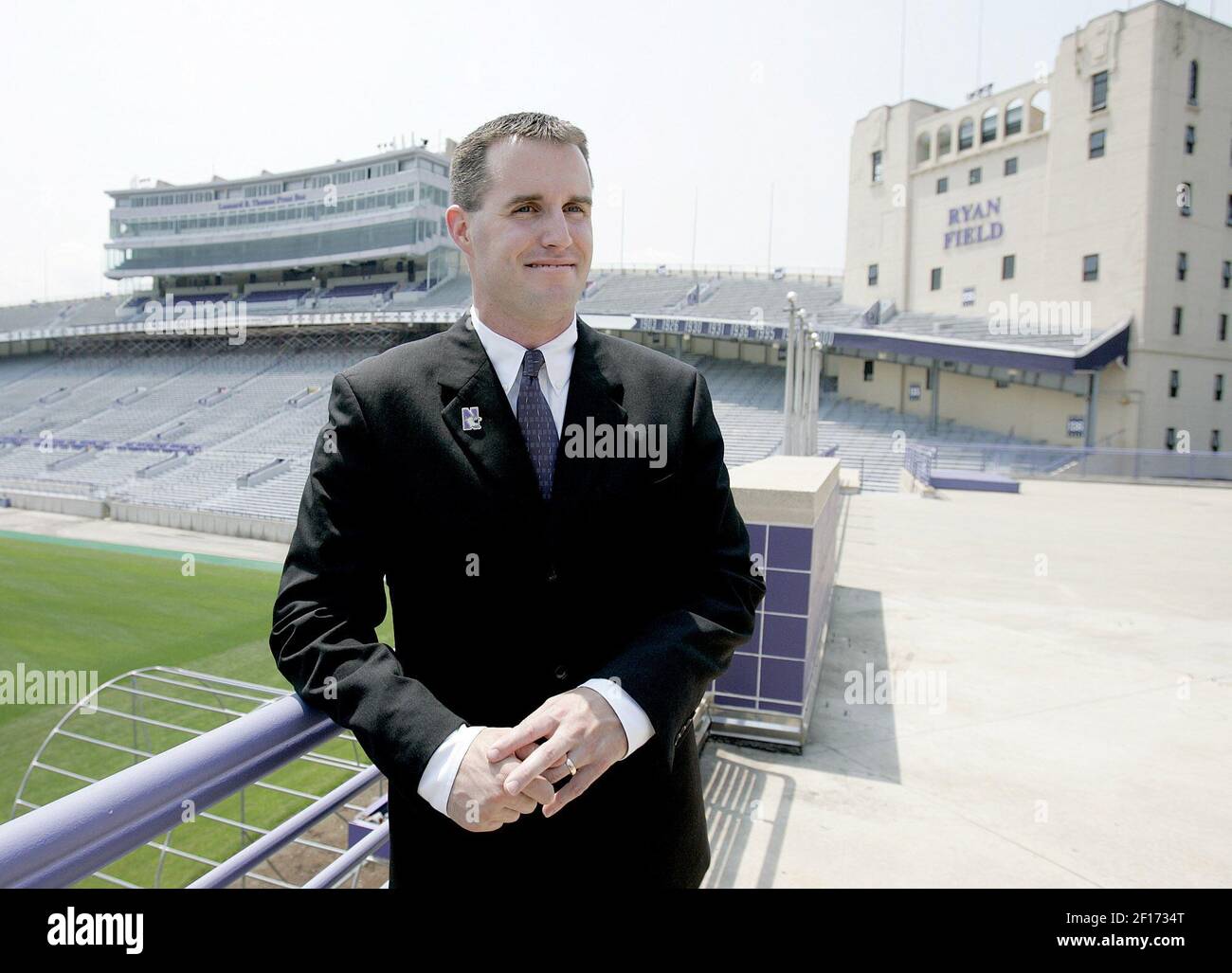 Northwestern's head football coach Pat Fitzgerald stands in Ryan Field ...