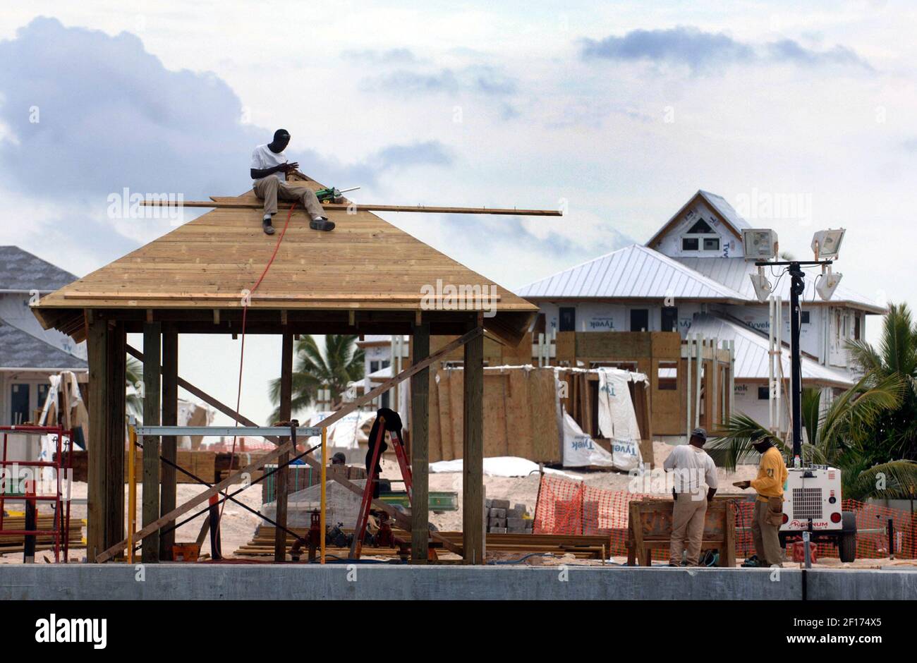Construction continues on homes and parts of the marina at the Chub Cay ...