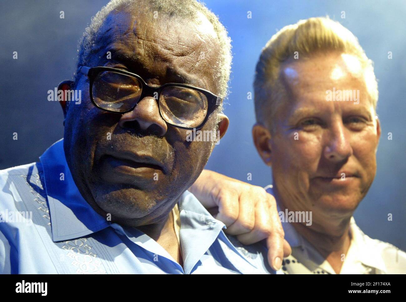 Sam Myers, left, a Mississippi blues singer and harmonica ace, poses ...