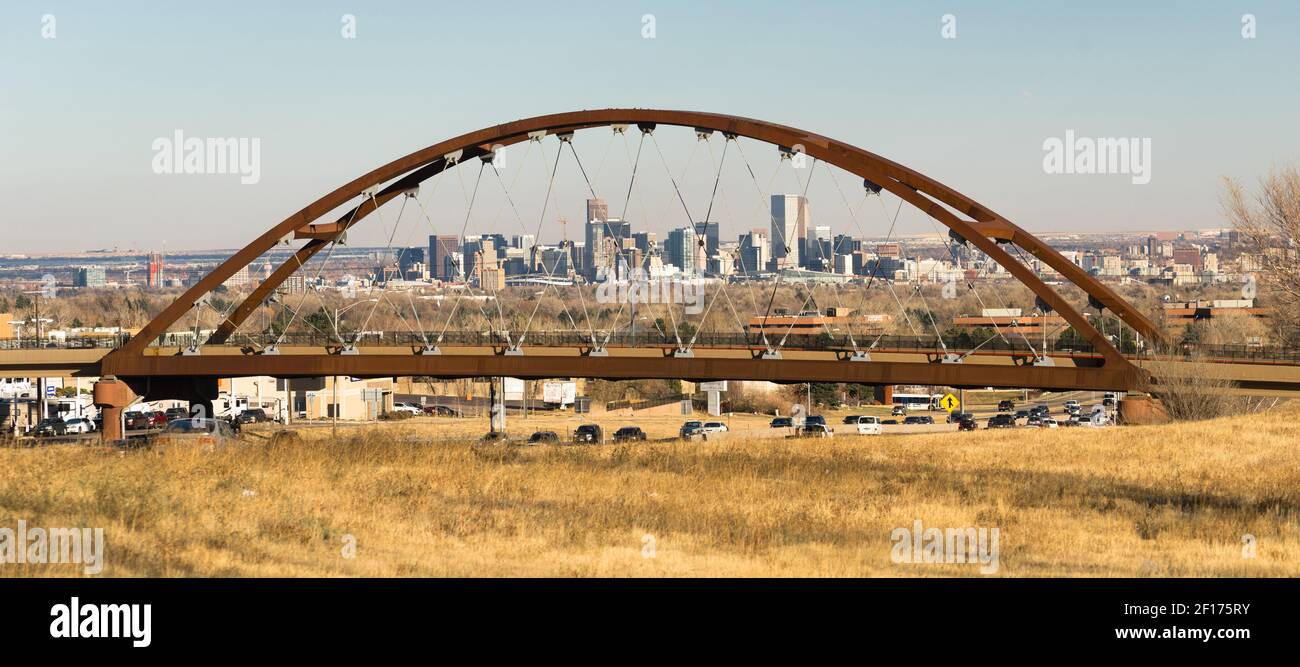 Denver Skyline Transit Bridge Colorado Landscape Stock Photo - Alamy