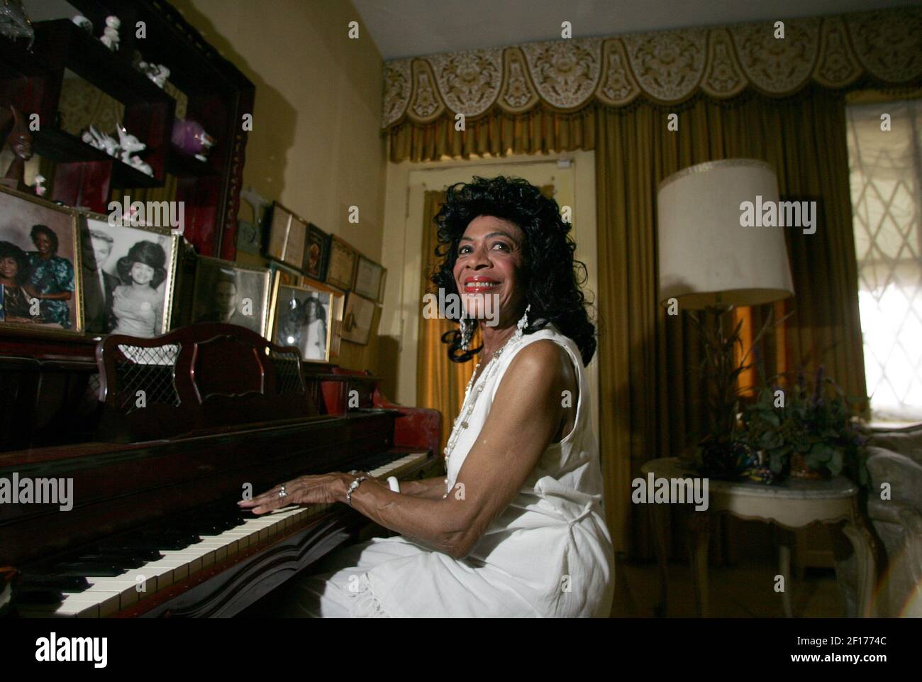 Willa Ward, 85, poses for portrait at the piano in the living room of ...