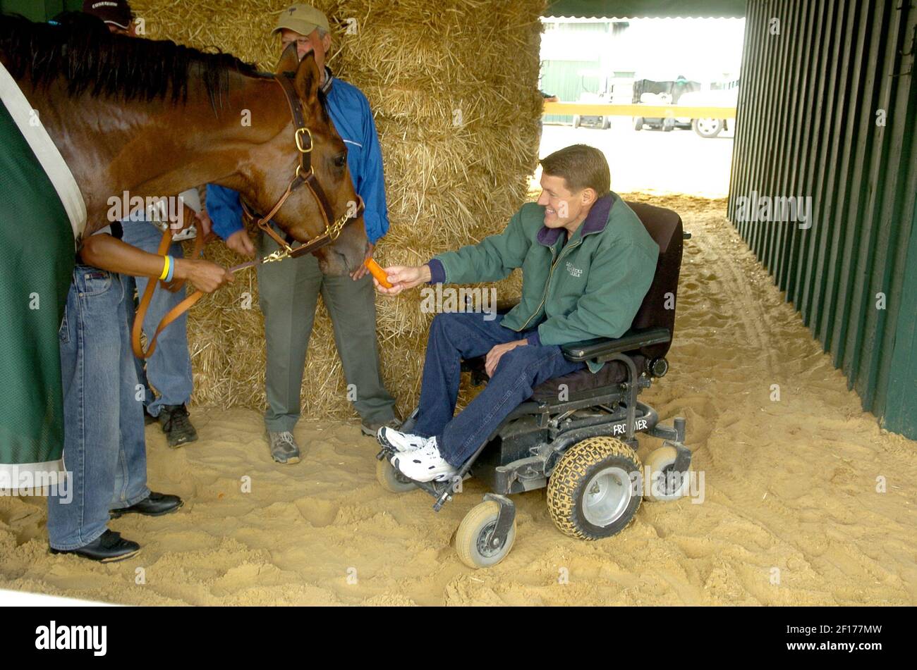 Trainer Dan Hendricks offers a carrot to Brother Derek after his ...