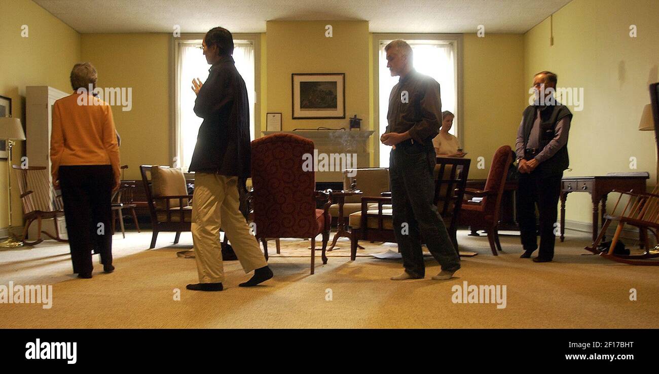 Local members of the Religious Society of Friends meditate while ...