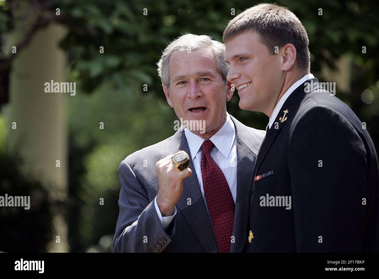 President George W. Bush poses for photograph with Jeremy Chase during ...