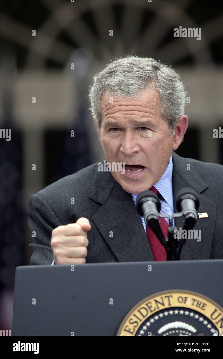 President George W. Bush speaks during a news conference Wednesday ...