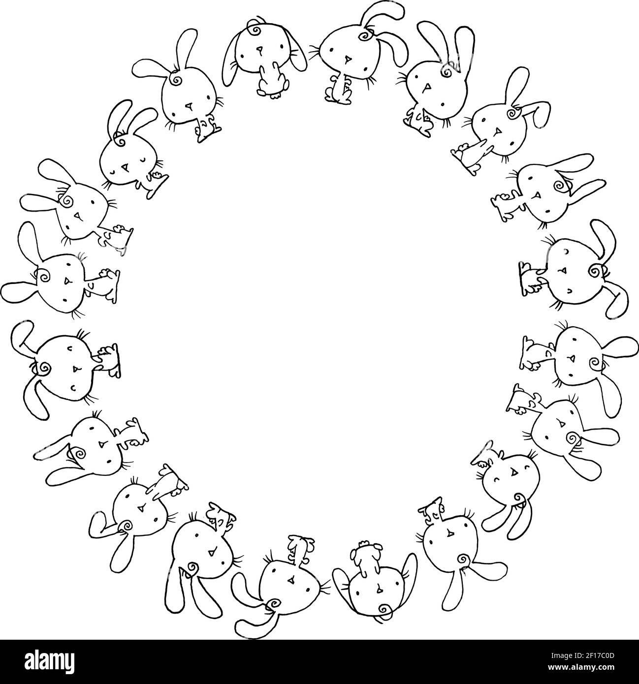 Vector cartoon rabbit circle border frame background Stock Photo - Alamy