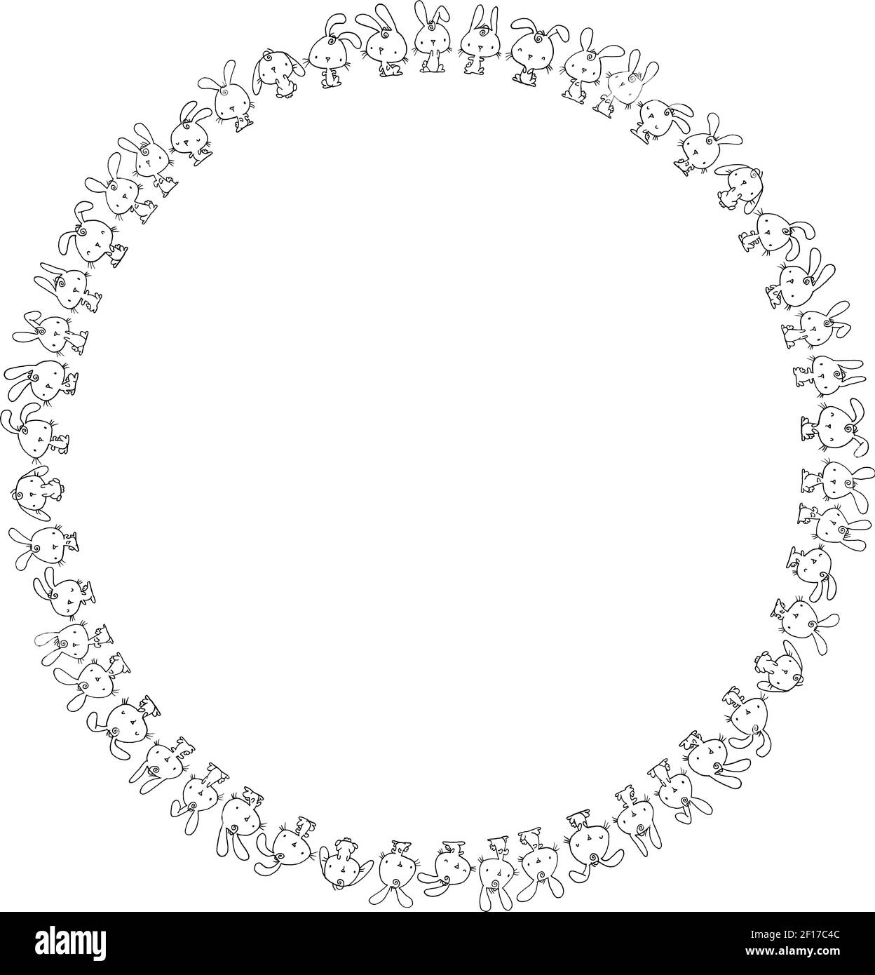 Vector cartoon rabbit circle border frame background Stock Photo - Alamy