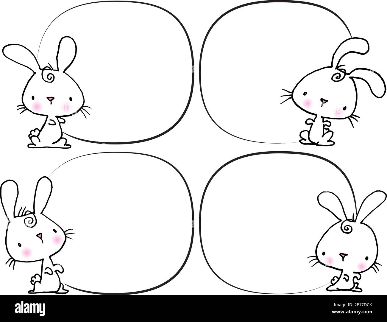Vector cartoon rabbit speech bubble set Stock Photo - Alamy