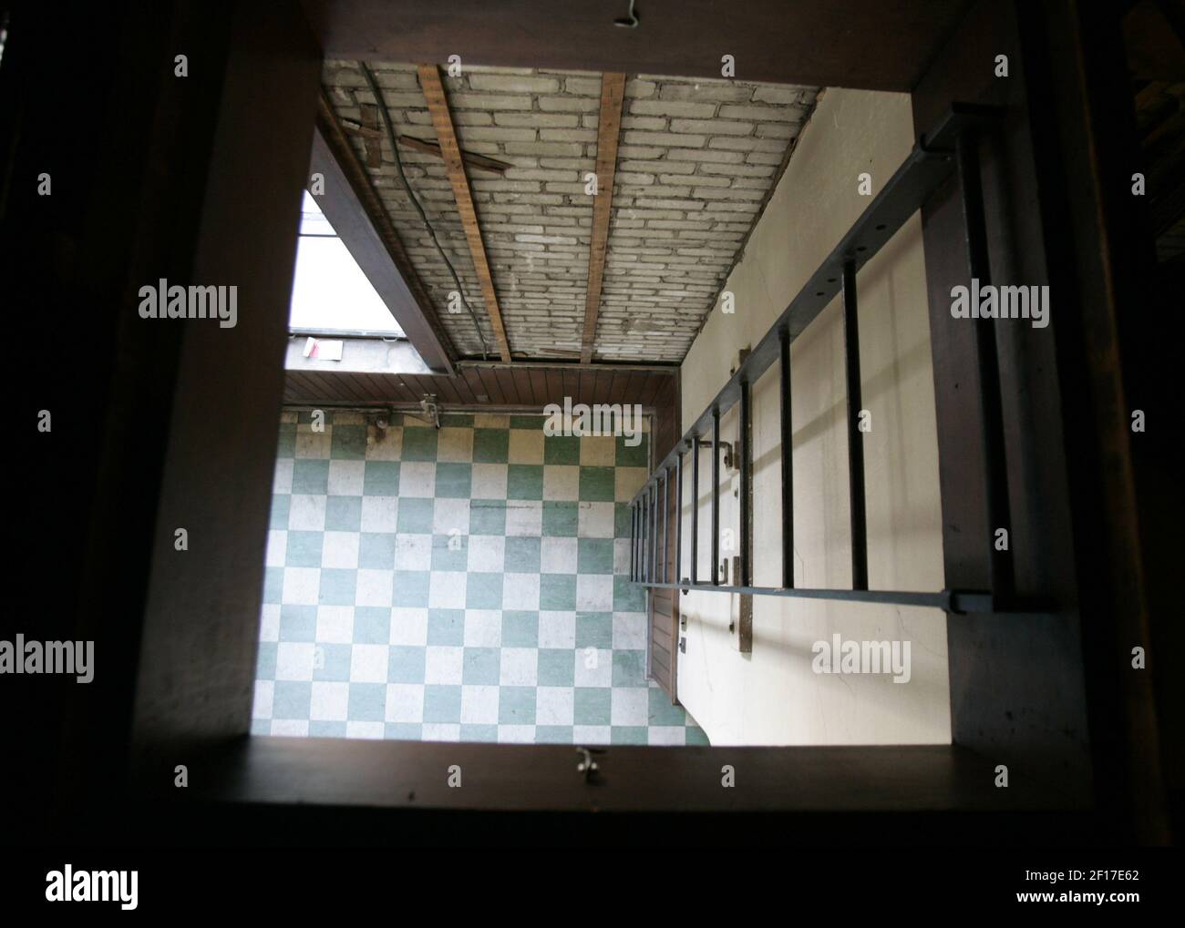 A ladder leading to the rooftop at John Gagliano's firehouse in ...